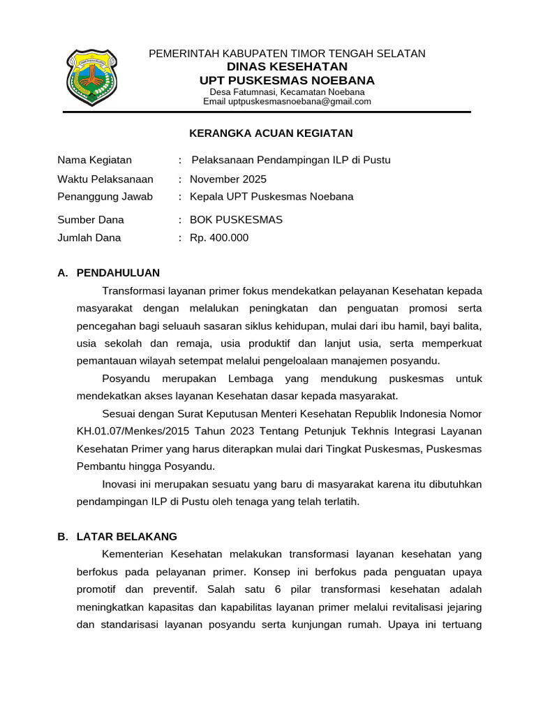 Pendampingan ILP di Pustu Noebana | PDF