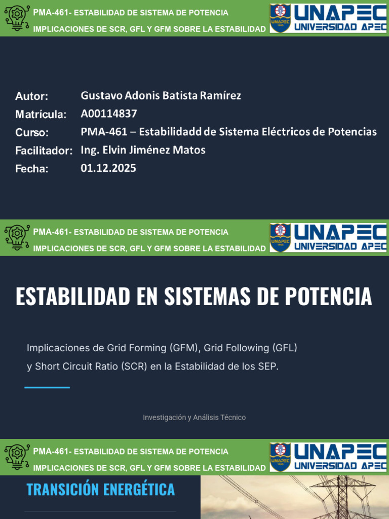 Estabilidad GFL GFM SCR - Presentacion PDF | PDF | voltaje | Electricidad