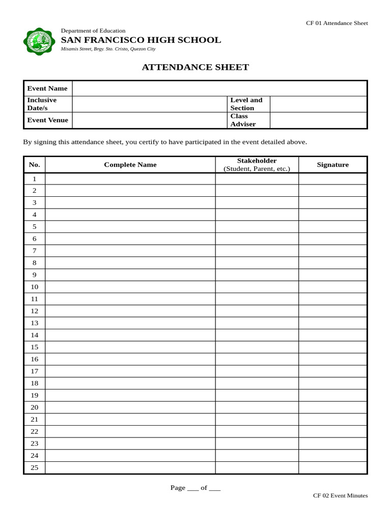 00 Documentation Forms For Advisory Classes | PDF