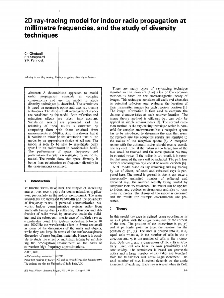 2D Ray-Tracing Model For Indoor Radio Propagation at Millimetre ...