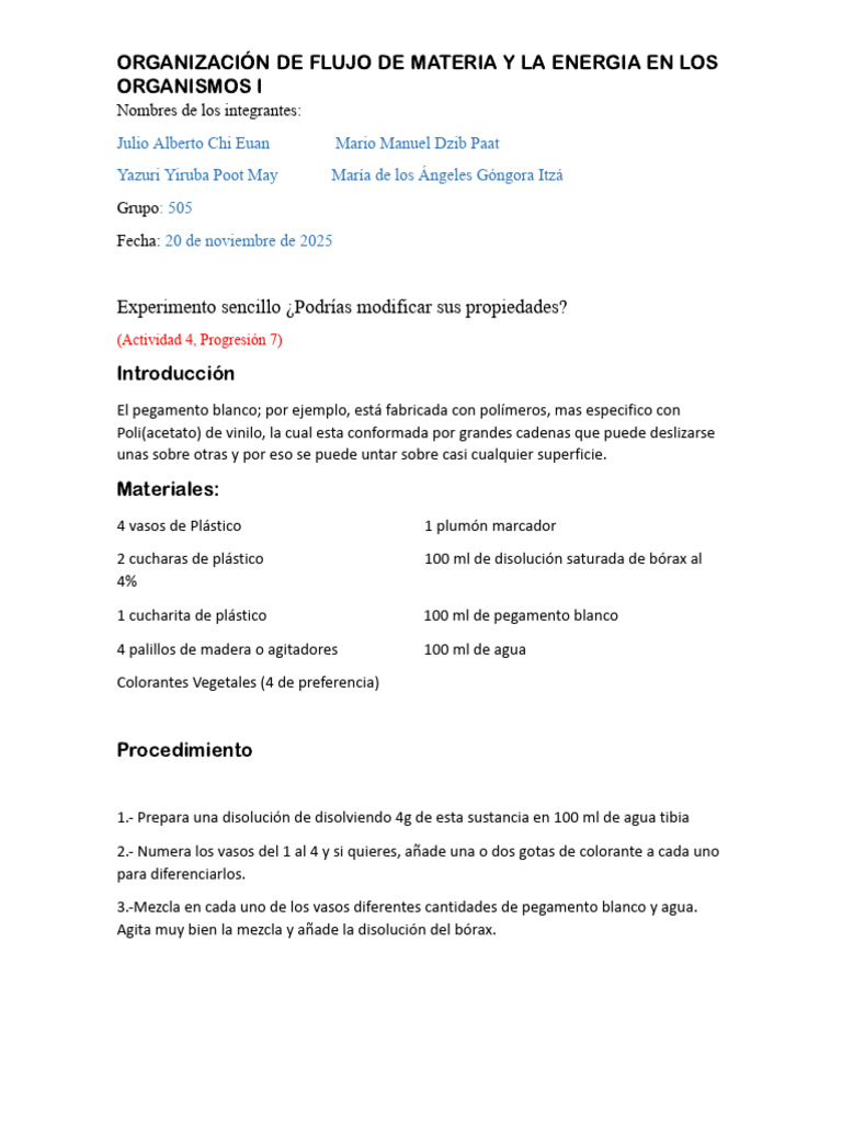 Experimento slime.docx | PDF | Ciencias fisicas | Materiales