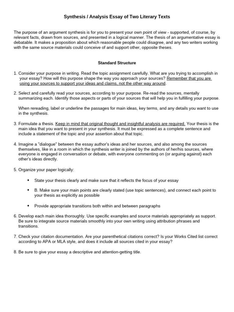 Synthesis Essay Guide for Literary Analysis | PDF | Essays | Dialectic