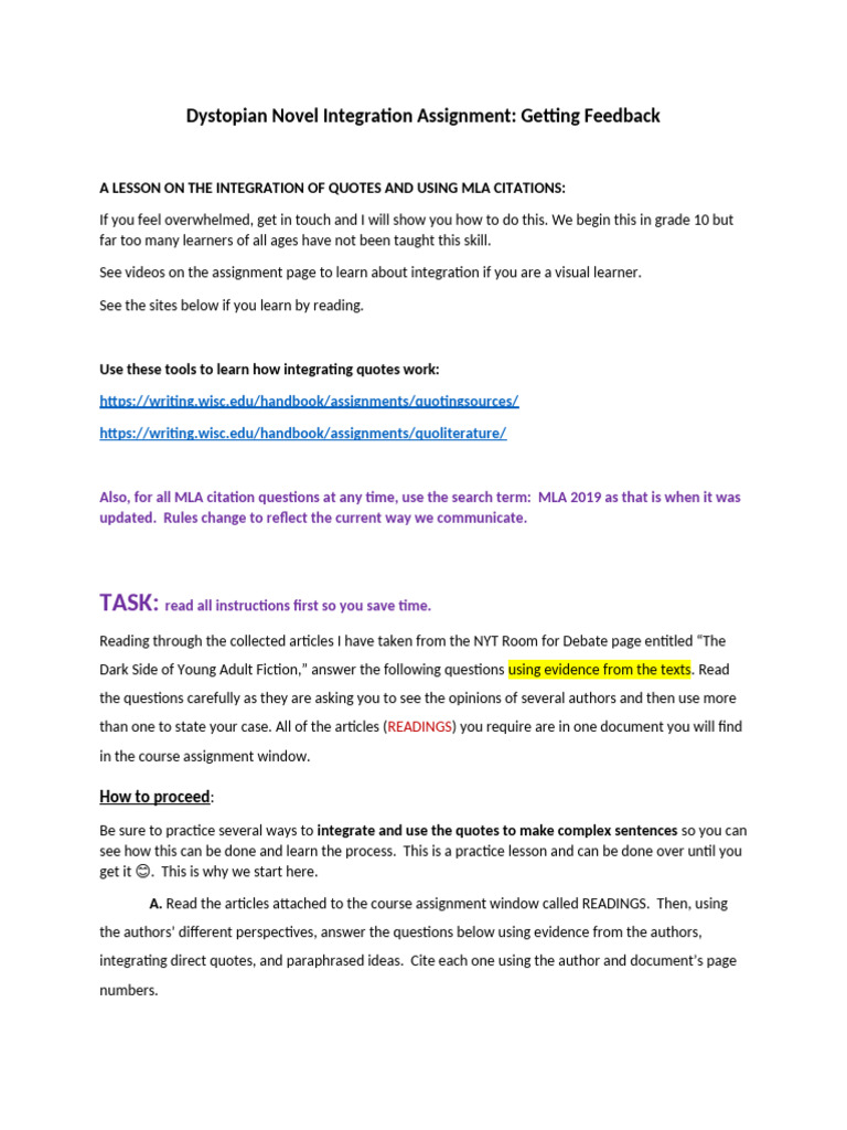 ES 12 BS Dystopian Novel Integration Assignment 11 28 23 | PDF | Human ...