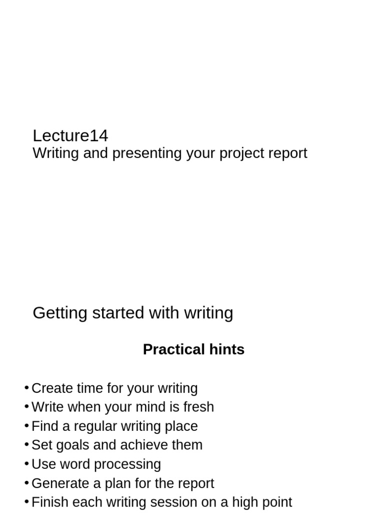 Lecture 14 Writing and Presenting Your Project Report | PDF ...