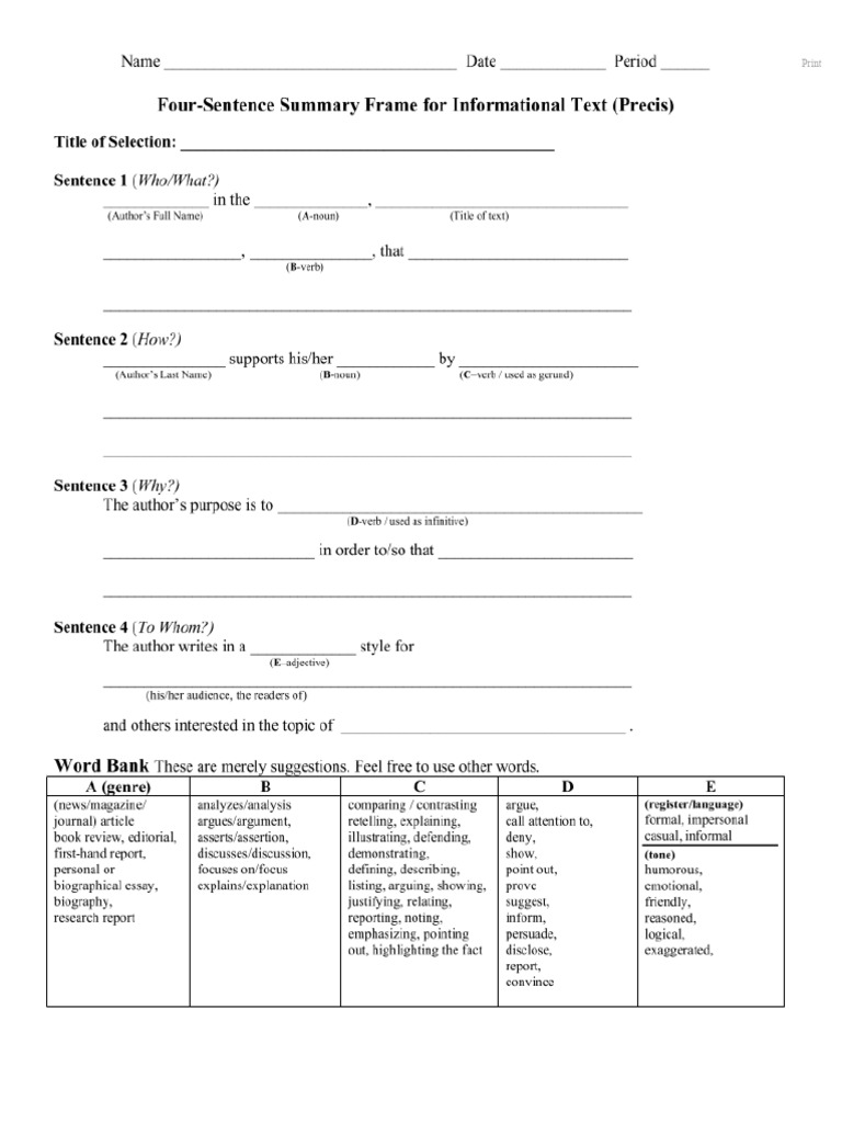 Precis Template | PDF