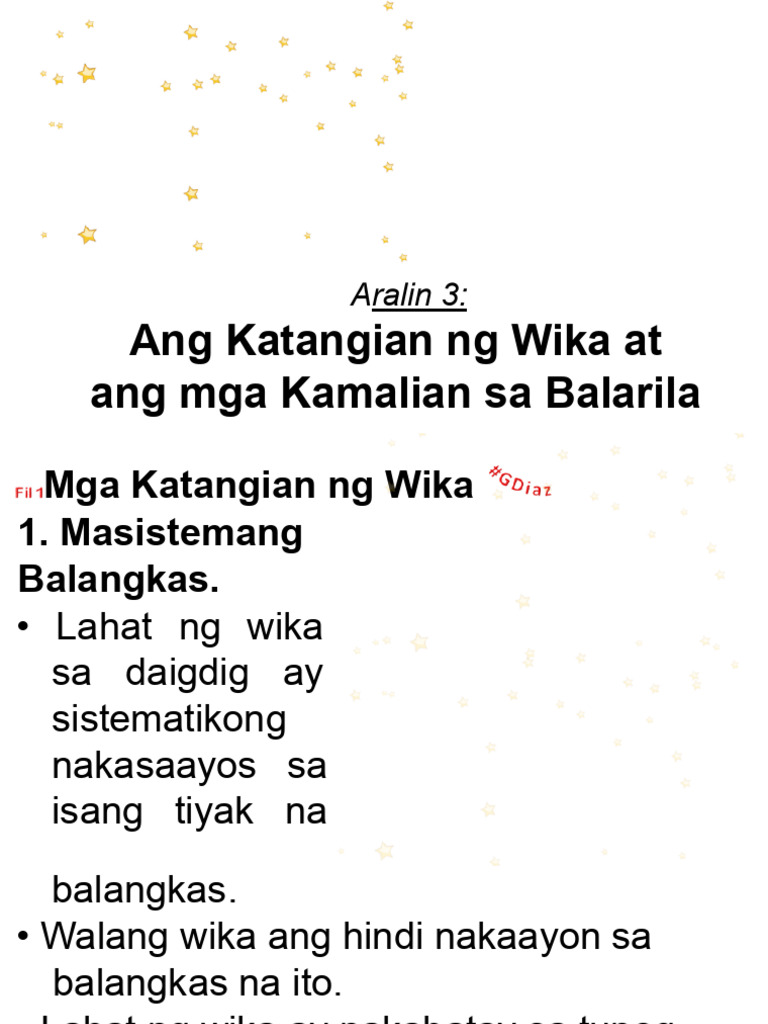 Aralin 3 Mga Katangian NG Wika | PDF