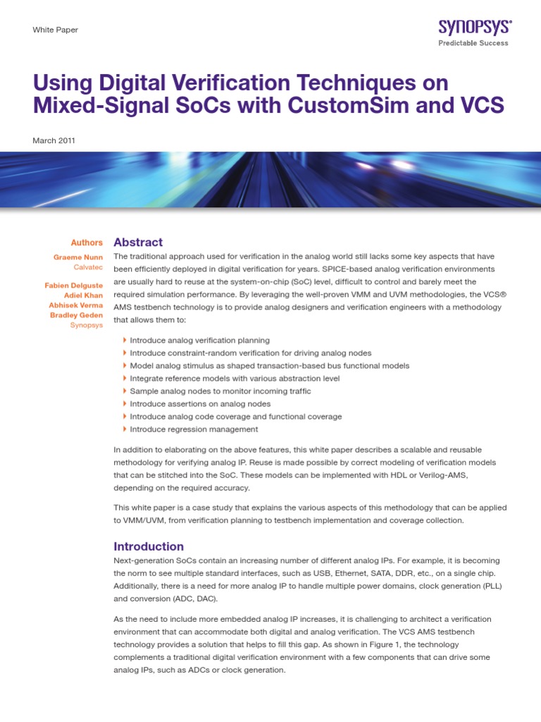 CustomSim VCS WP | PDF | Spice | Signal (Electrical Engineering)