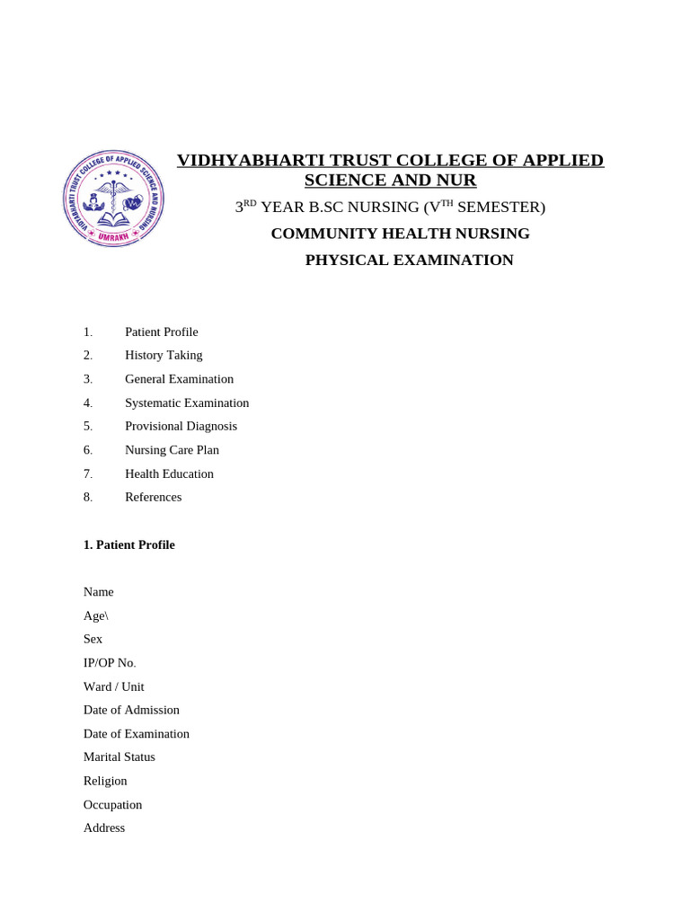 Physical Examination Formate | PDF | Edema | Physical Examination