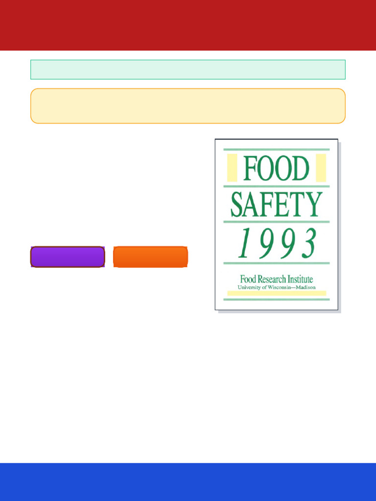 Food Safety 1993 First Edition Food Research Institute (Great Britain ...