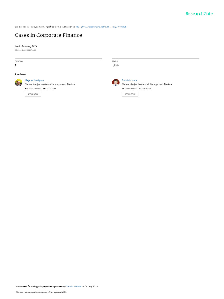 Cases_in_Corporate_Finance | PDF | Valuation (Finance) | Risk