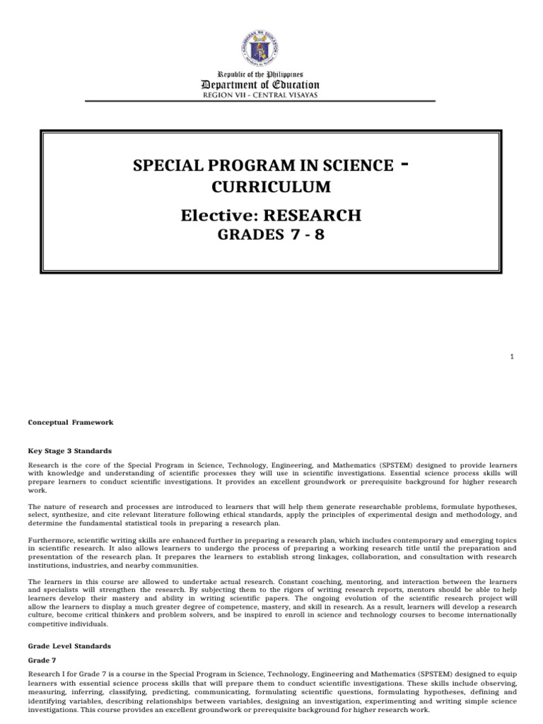 SPSTEM Research Curriculum for Grades 7-8 | PDF | Scientific Method ...