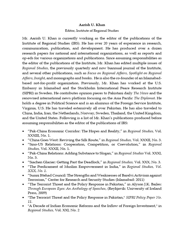 Aarish U Khan 230302 58 | PDF | Pakistan | International Relations