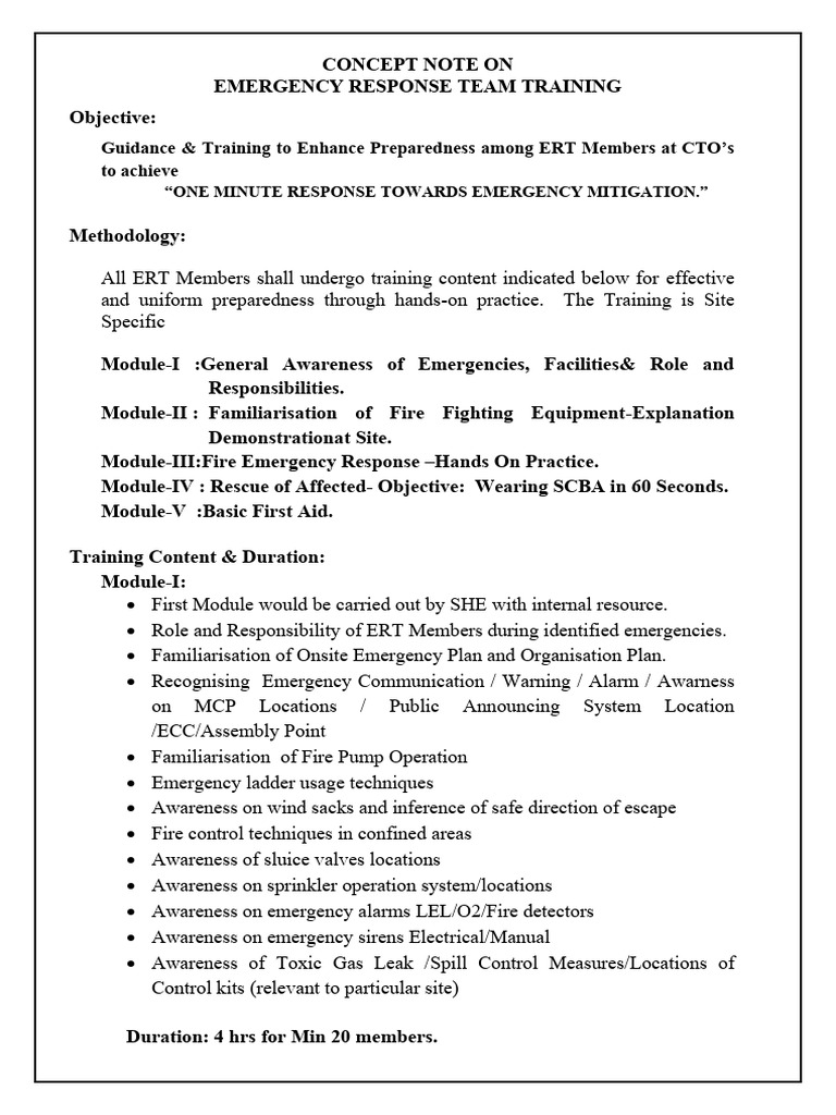 Emergency Response Team Training Guide | PDF | First Aid | Emergency