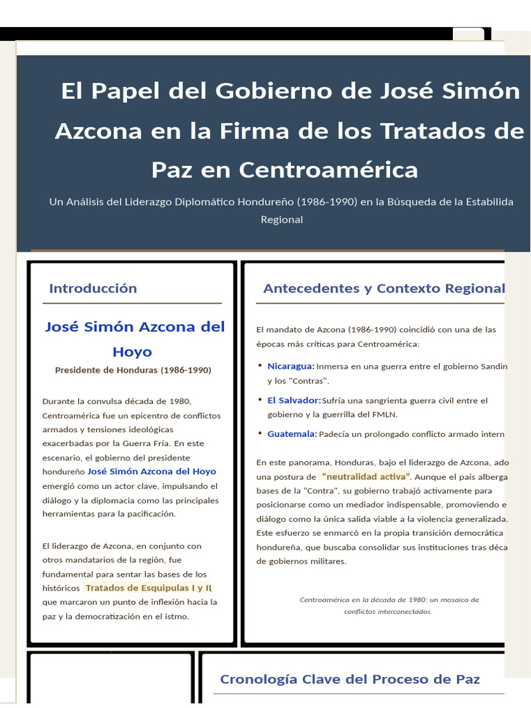 Liderazgo Diplomático de Azcona (1986-1990) | PDF | Honduras ...