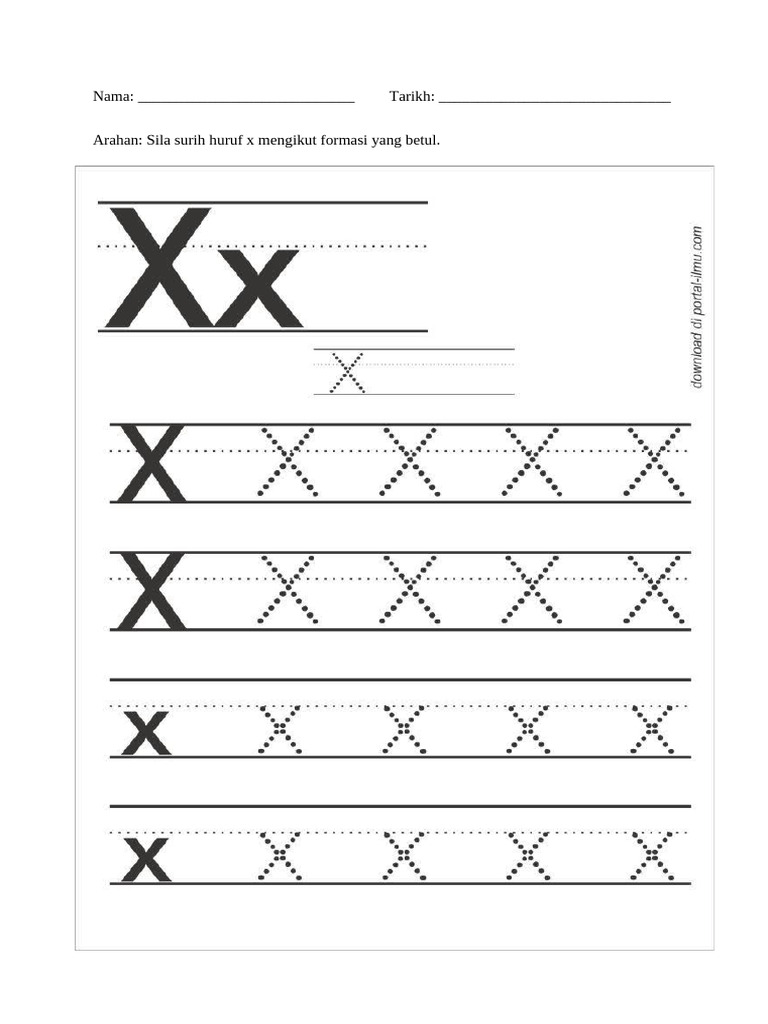 Lembaran Kerja Huruf X | PDF