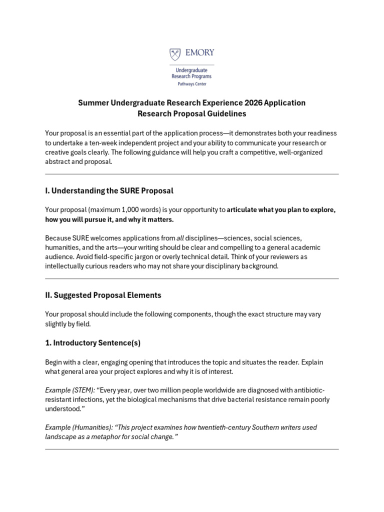 Sure 2026 Research Proposal Guidelines | PDF | Humanities | Hypothesis