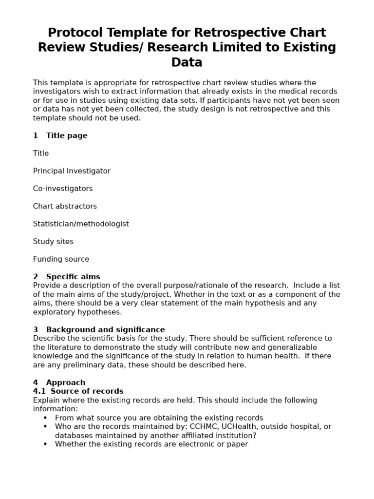 Retrospective Chart Review Protocol Template | PDF | Data ...