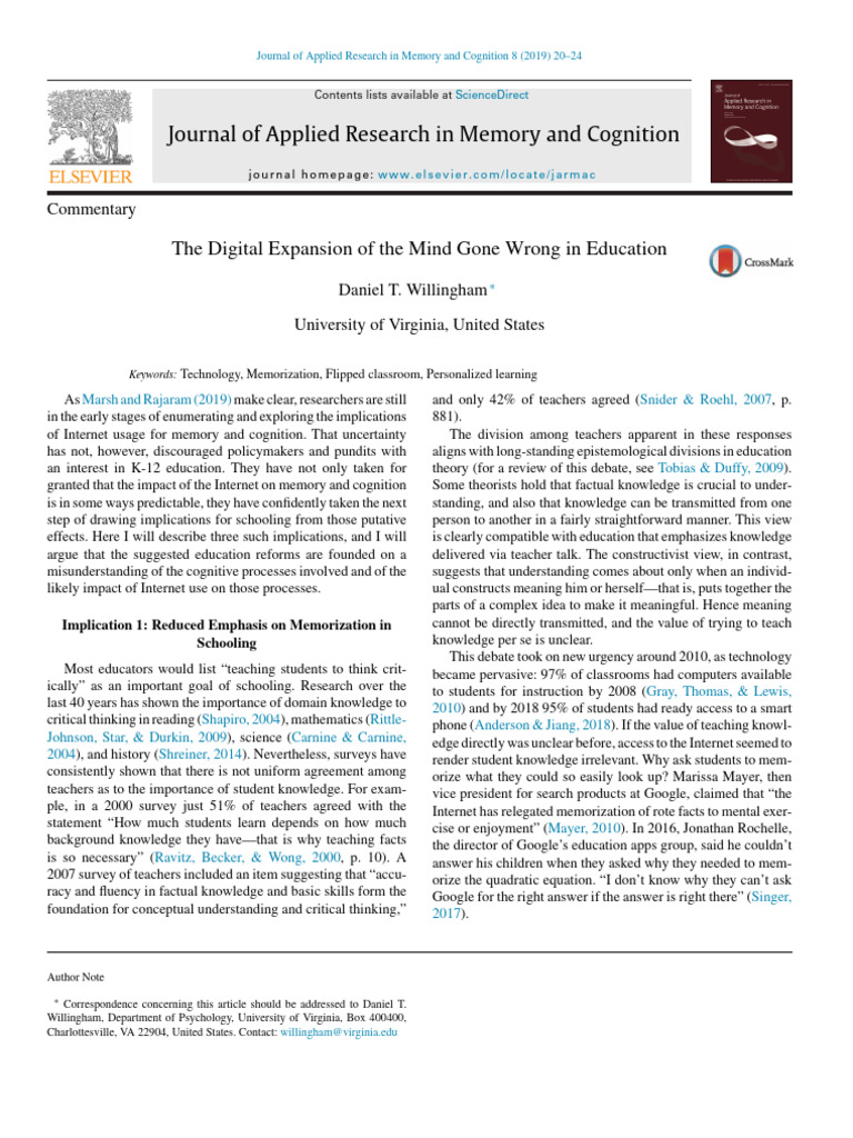 Willingham 2019 | PDF | Educational Technology | Knowledge