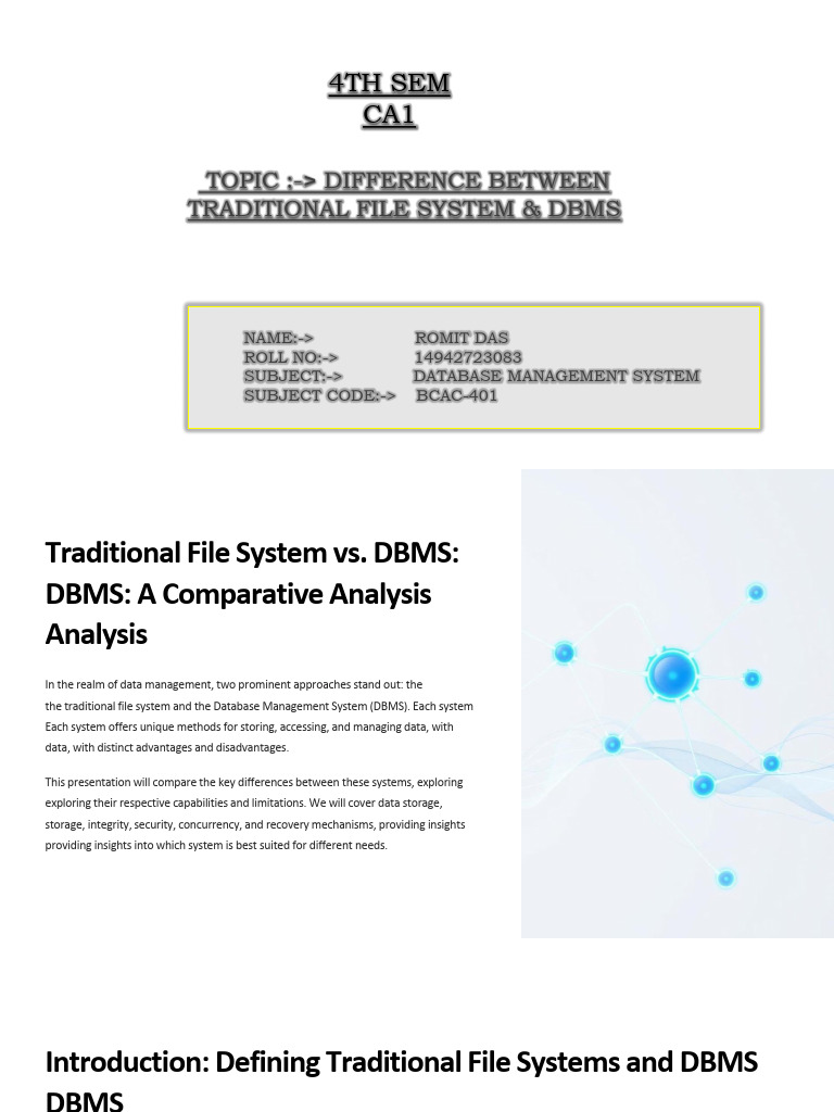 Traditional File System Vs DBMS A Comparative Analysis | PDF ...