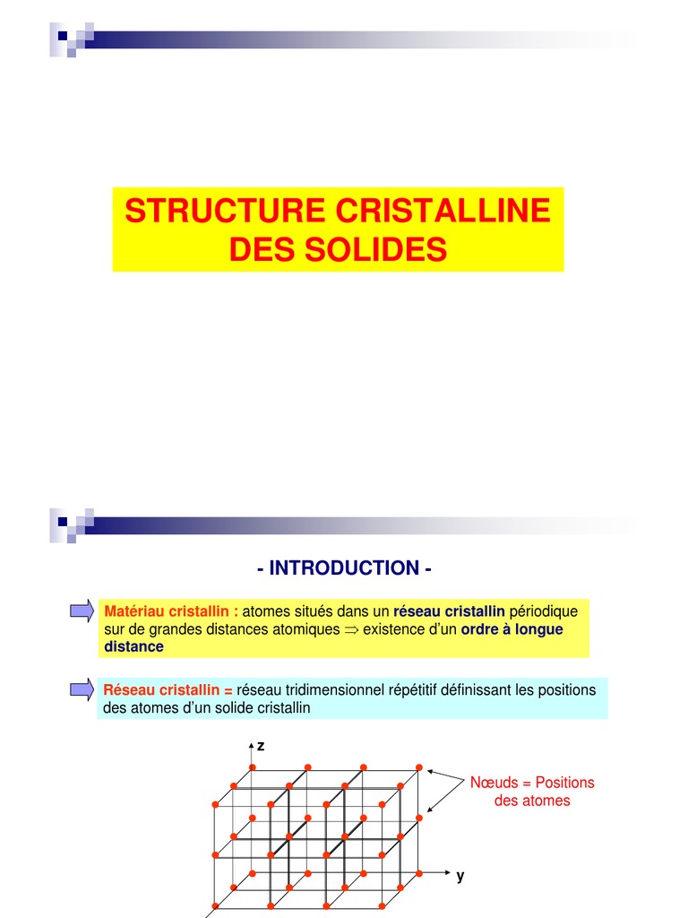 03 - Structure Cristalline Des Solides | PDF | Cristallographie aux ...