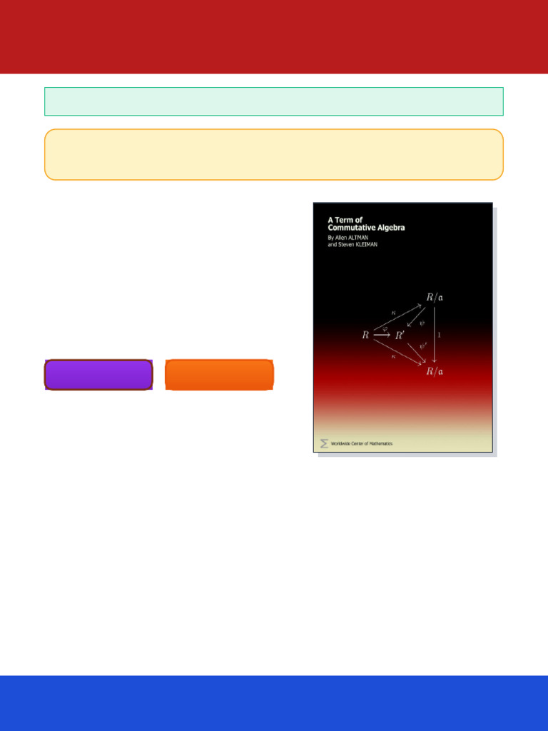 A Term of Commutative Algebra Allen B. Altman And Steven L. Kleiman ebook complete online ...