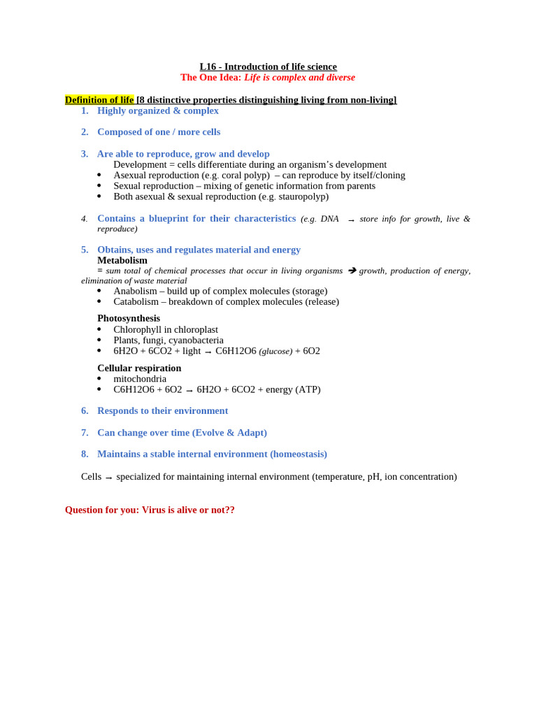 Life Science Overview: Properties & Origins | PDF | Abiogenesis | Life