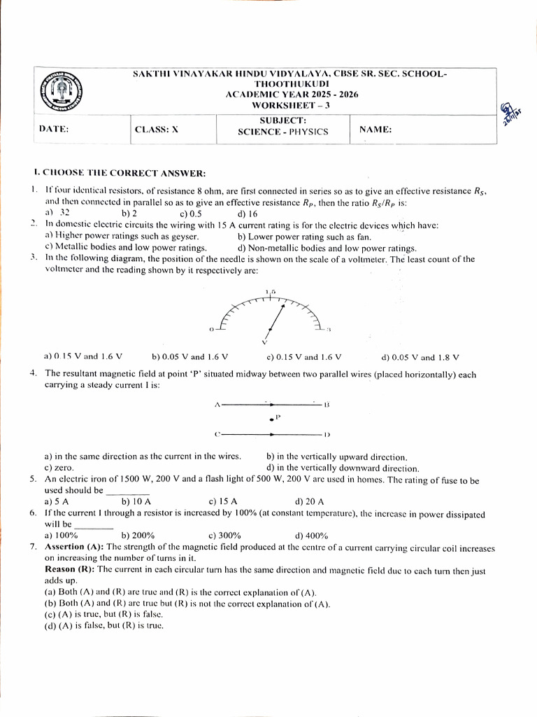 Class 10 Physics Worksheet No.3 | PDF | Light | Electromagnetic Radiation