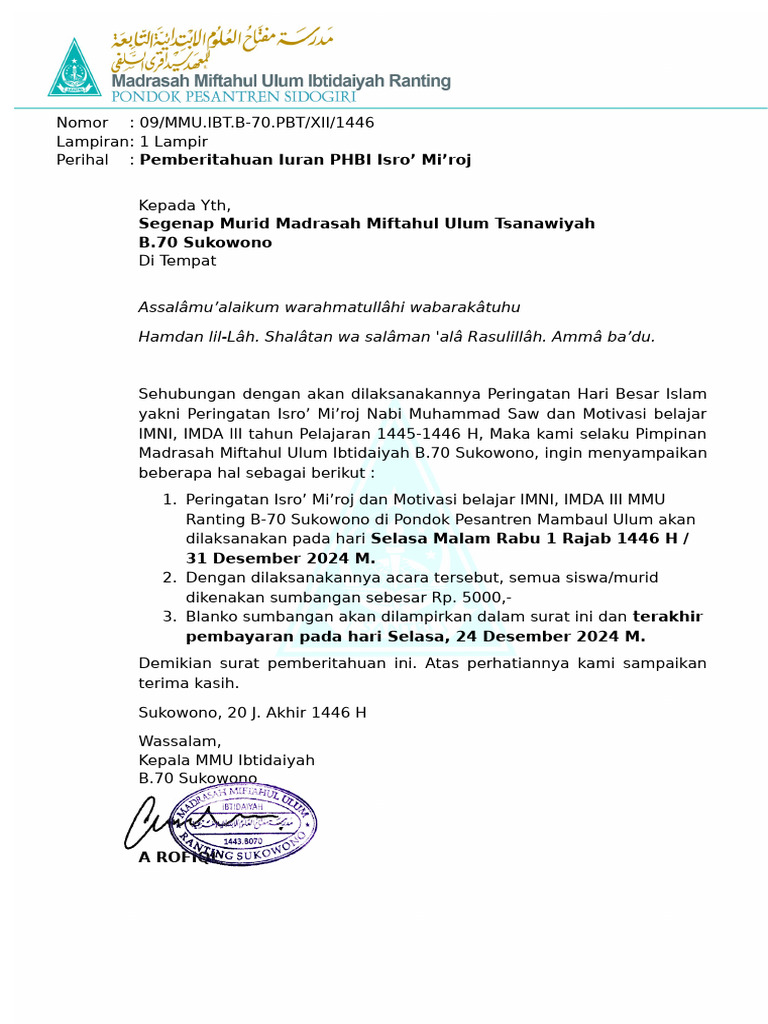 Pbt Phbi Isro' Mi'Roj 1446 | PDF