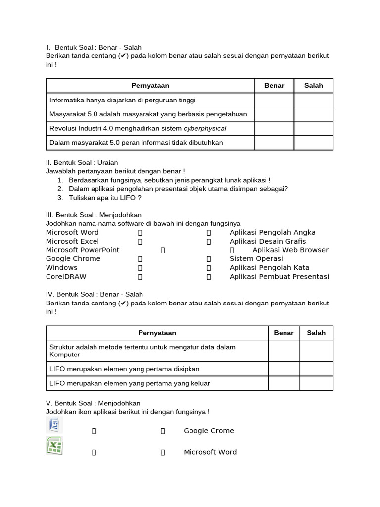 Soal Informatika Kelas 8 | PDF
