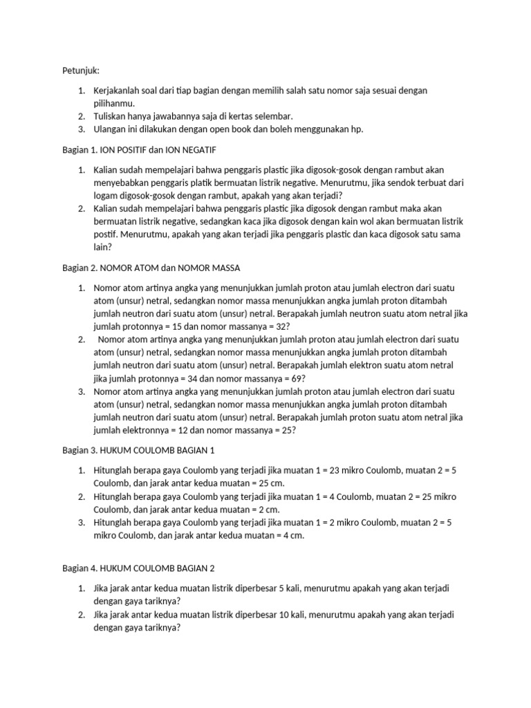 Ulangan Listrik Statis | PDF