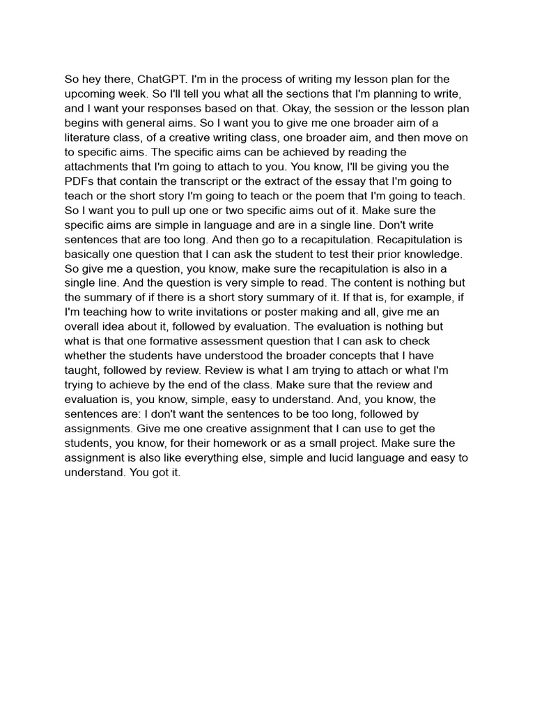 Lesson Plan - Prompt | PDF