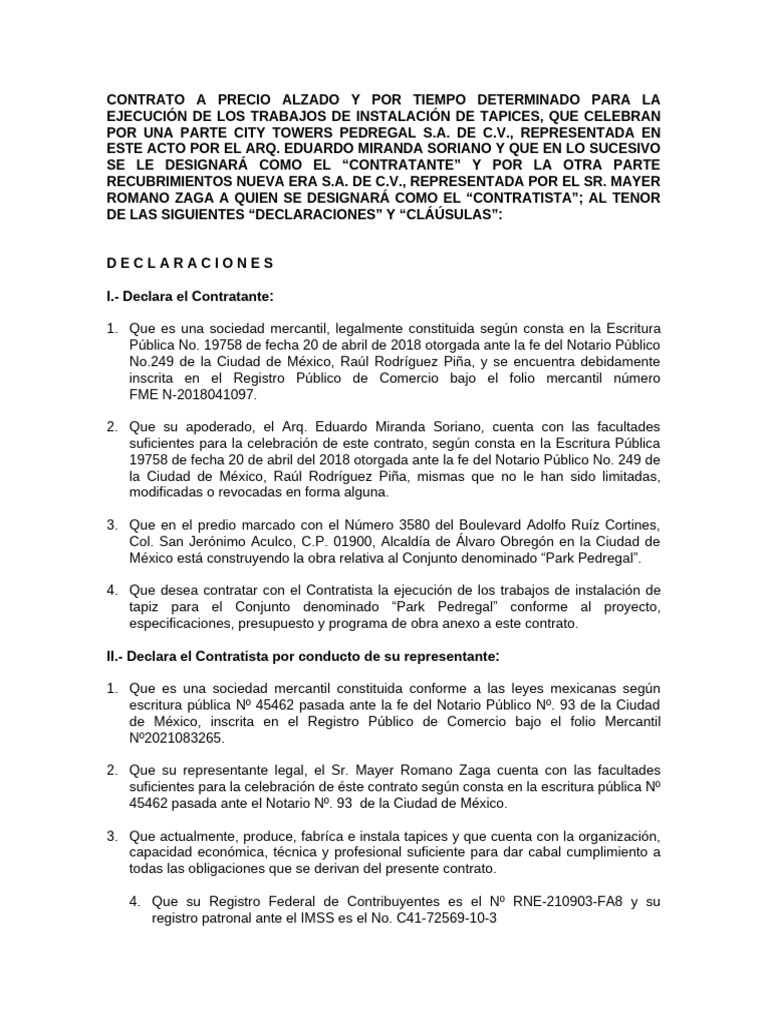 Contrato Machote Version 2022[8394][1] | PDF | Contratista general | Seguro