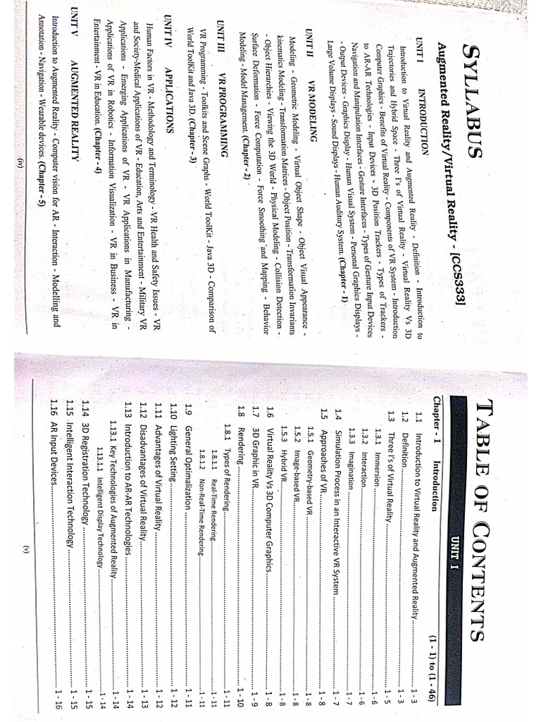 ARVR Unit 1&2 | PDF