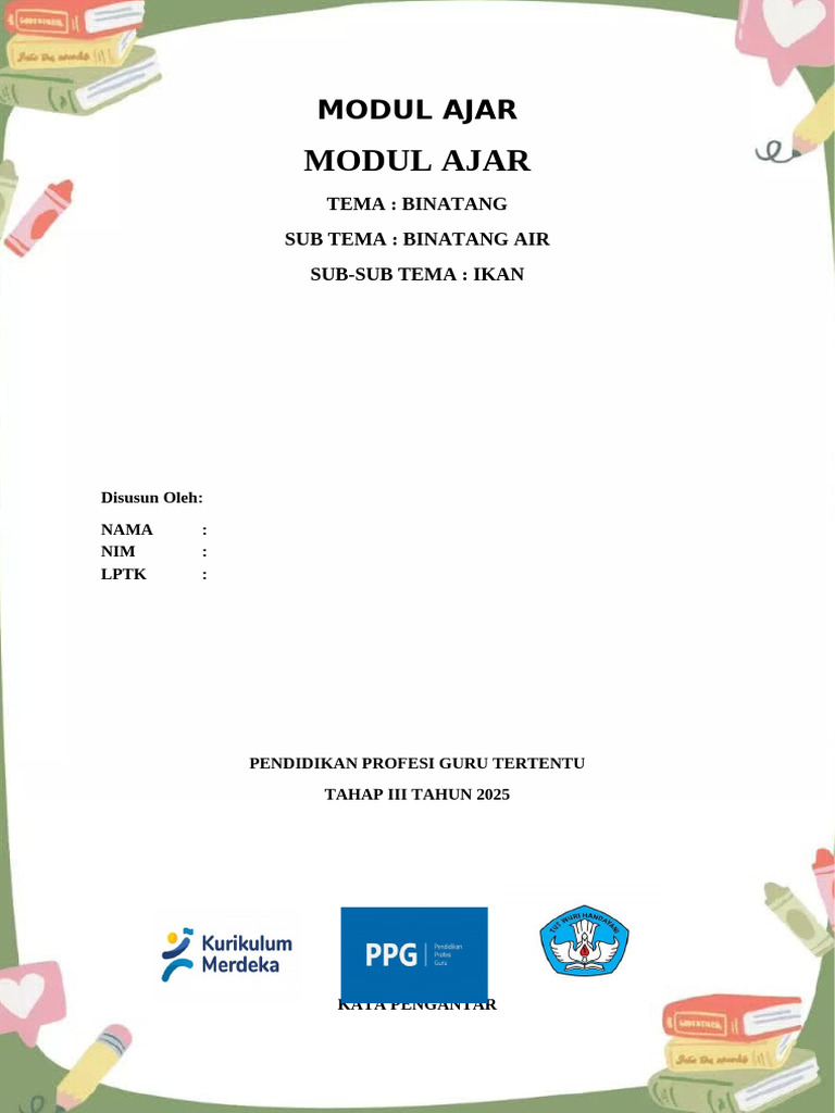 Modul Ajar Tema Binatang Laut | PDF