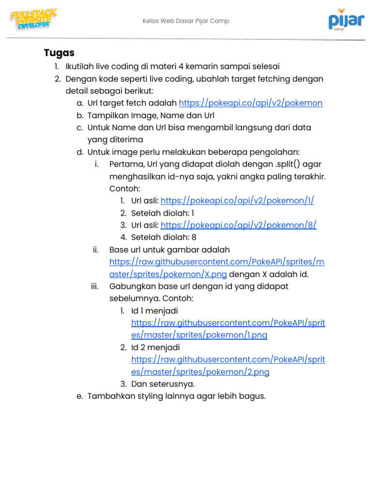 Tugas Live Coding Kelas Web Pijar Camp | PDF