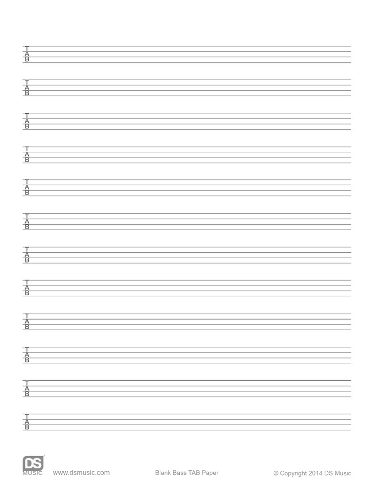 Blank Bass TAB Paper | PDF