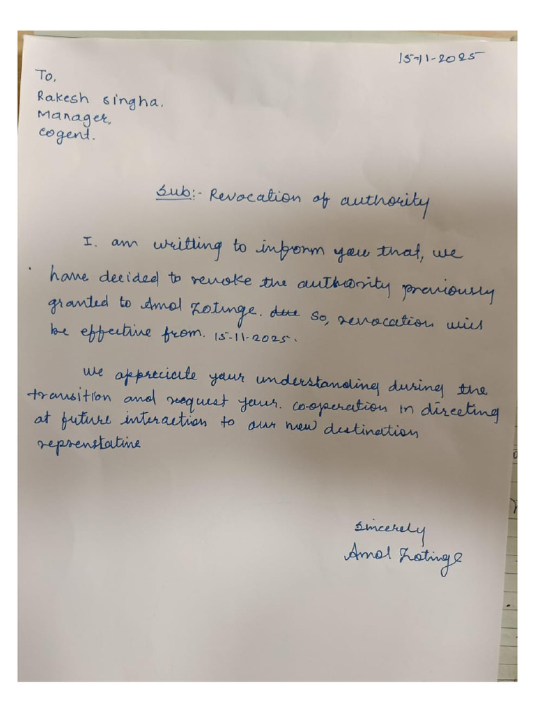 Amol Revocation Letter | PDF