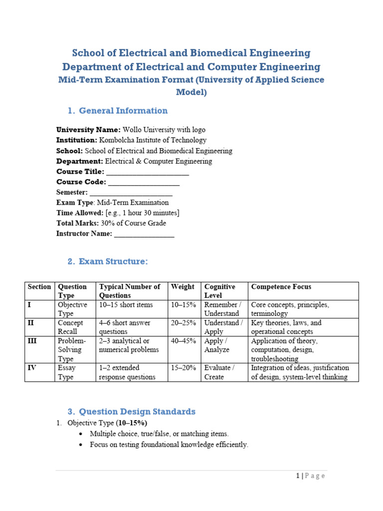 Mid-Term Exam Format for ECE Course | PDF | Engineering | Theory