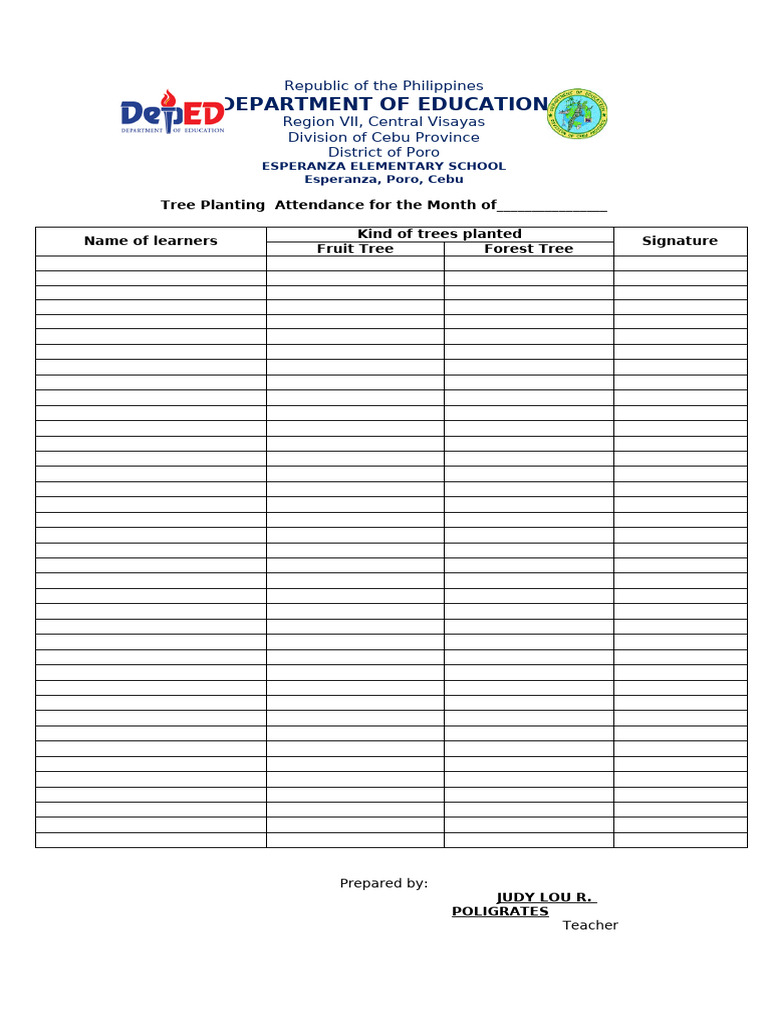 Tree Planting Attendance Record | PDF