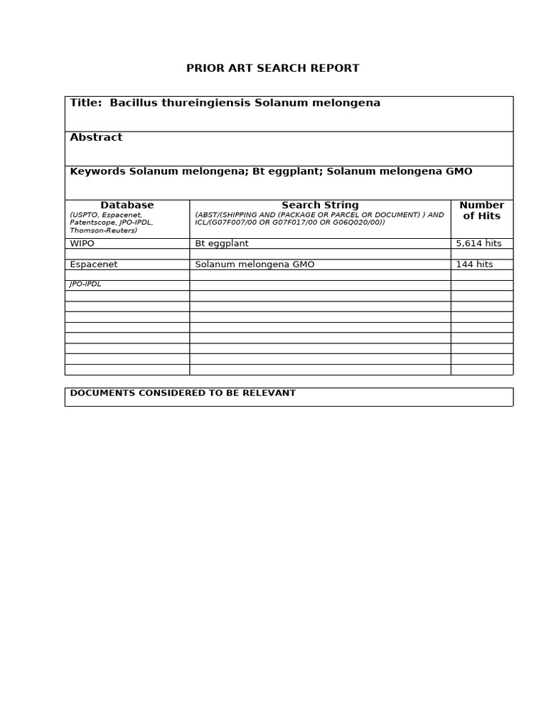 Bt Eggplant Patent Search Report | PDF | Herbicide | Weed