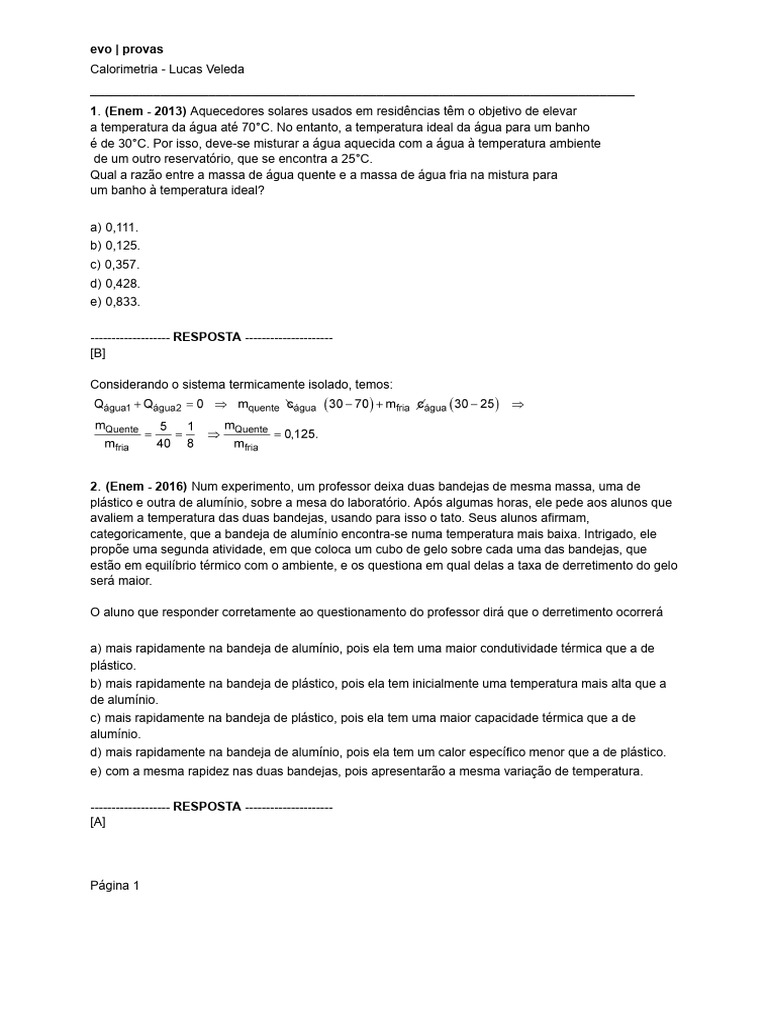 fisica | PDF | Calor | Calorimetria