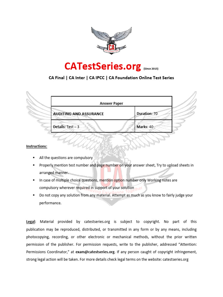 CA Final Auditing Test Series Guide | PDF | Sampling (Statistics) | Audit