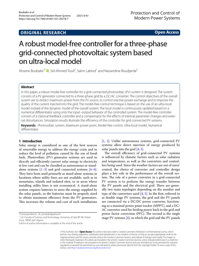 A Robust Model-Free Controller For A Three-Phase Grid-Connected ...