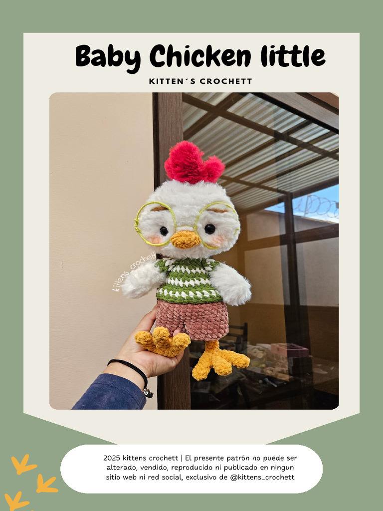 Patrón Amigurumi Chicken Little | PDF | Amigurumi | Tejidos Figurados