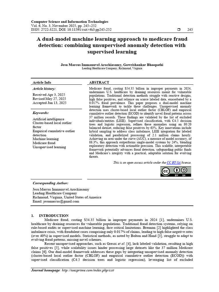 A dual-model machine learning approach to medicare fraud detection ...