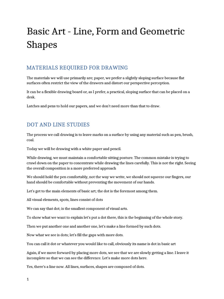 Basic Art: Dots, Lines, and Shapes | PDF | Drawing | Shape