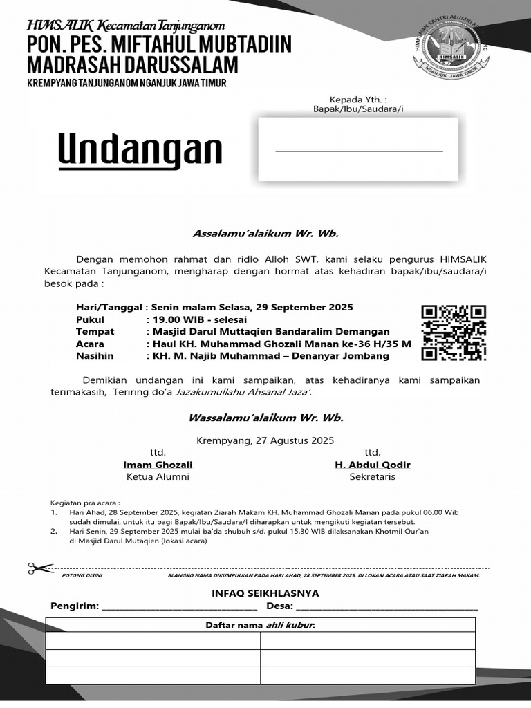 Undangan Haul KH. Muhammad Ghozali | PDF