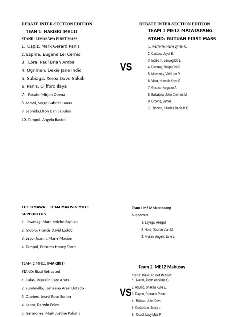 Debate Teams and Positions Overview | PDF