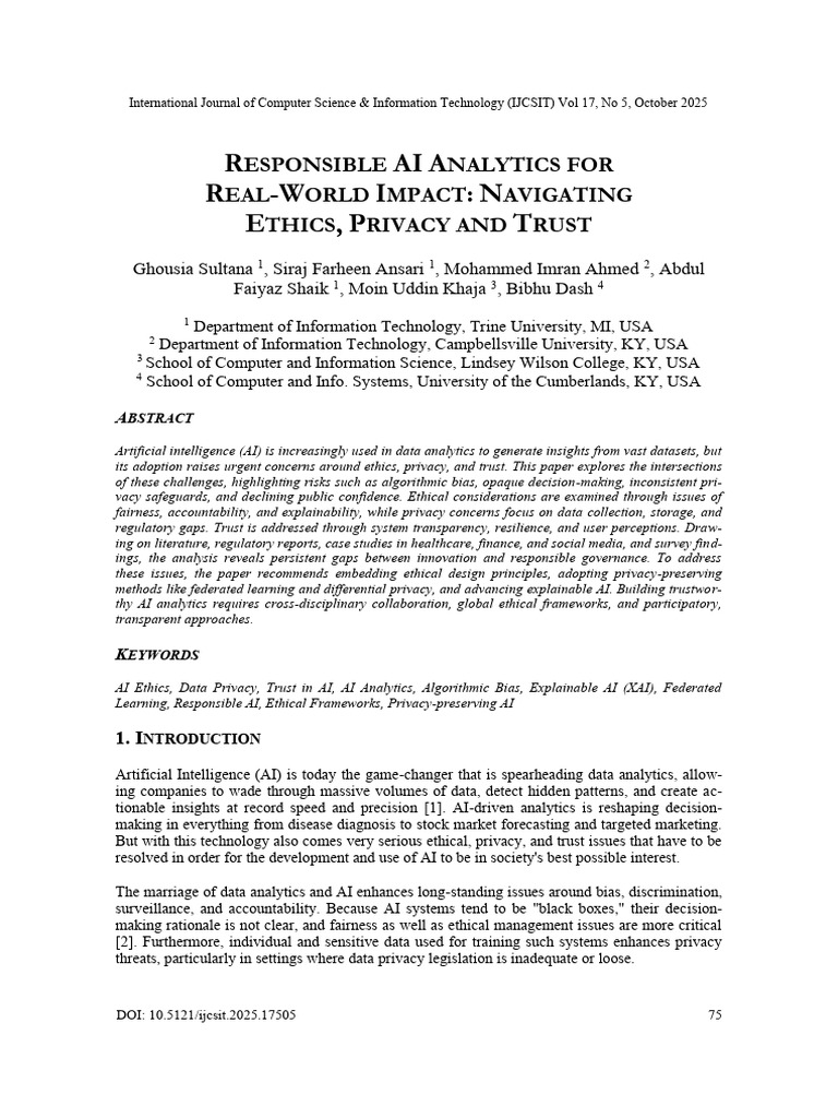 Responsible AI Analytics For Real-World Impact: Navigating Ethics ...
