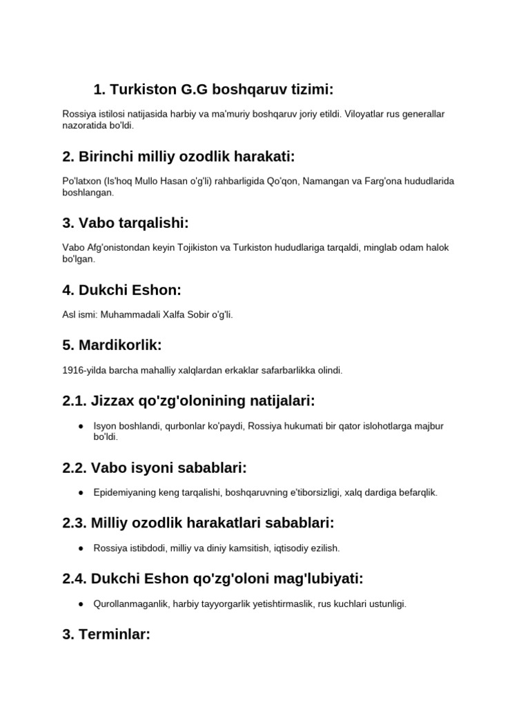 O'Zbek Tarix 1-Summativ | PDF